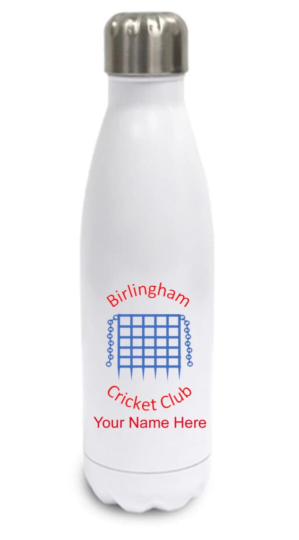 Water Bottle (inc name) White - Birlingham CC | Hawk Cricket