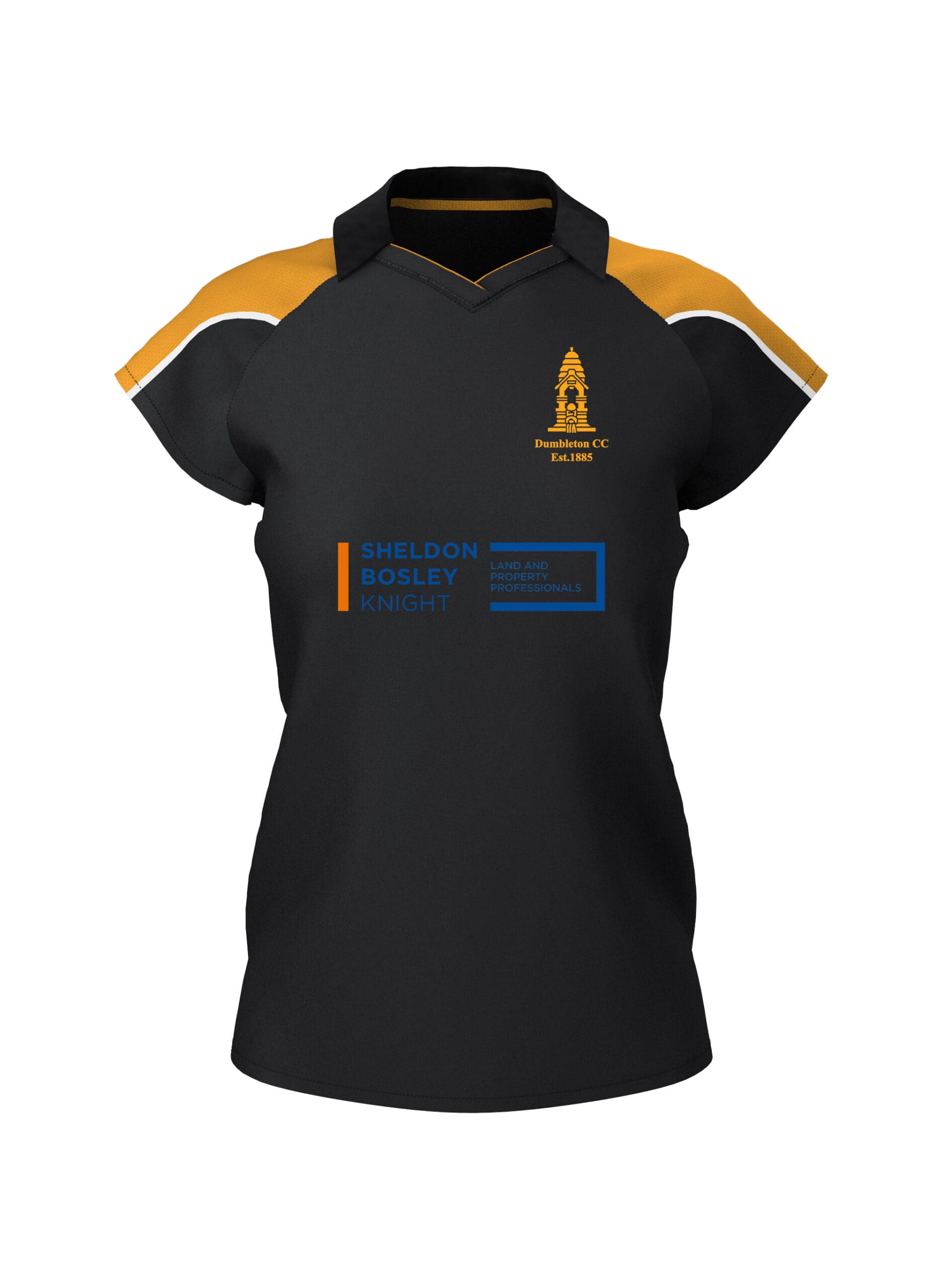 Ladies Training Tee (E801) Black/Amber - Dumbleton CC | Hawk Cricket
